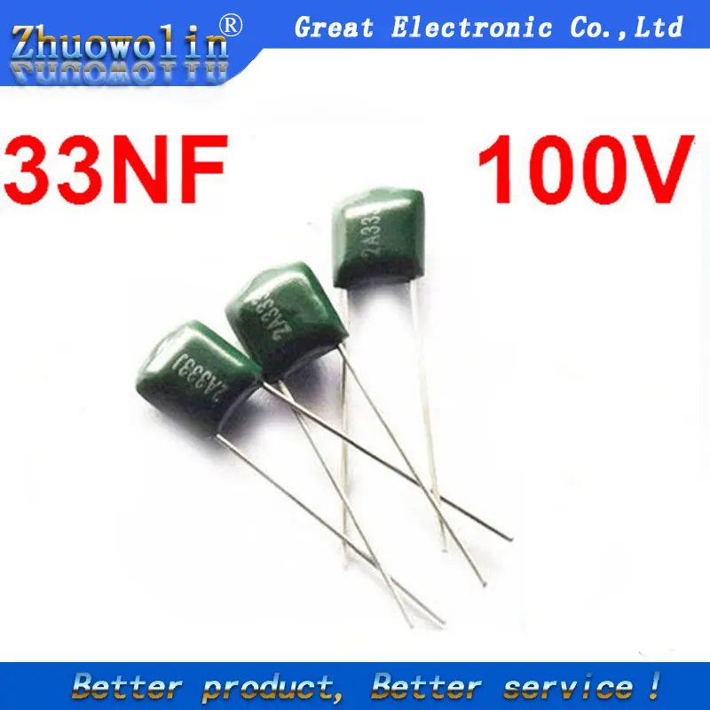 50PC/Lot 2A333 100V 33NF Polyester film capacitors|polyester film ...