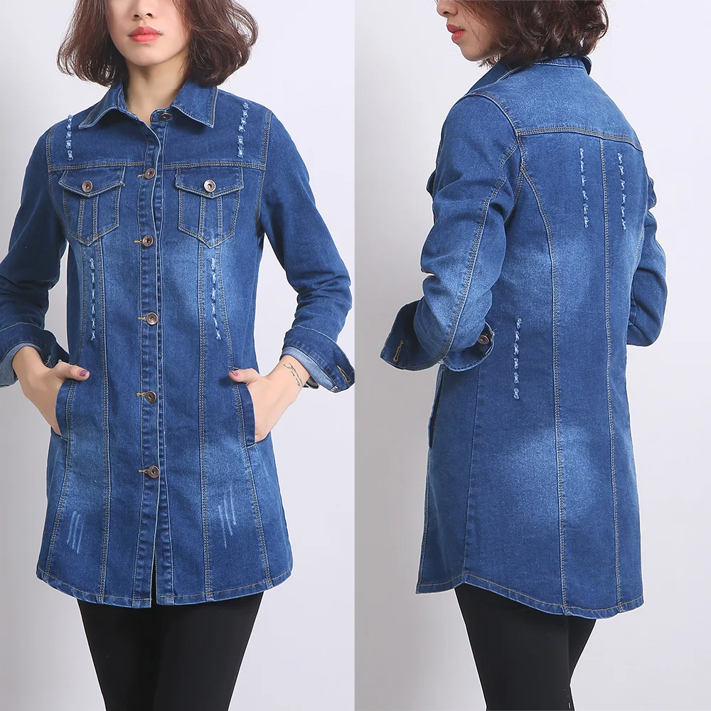 Fashion 2016 Autumn New Long Loose Jeans Denim Maxi Jacket For Women ...