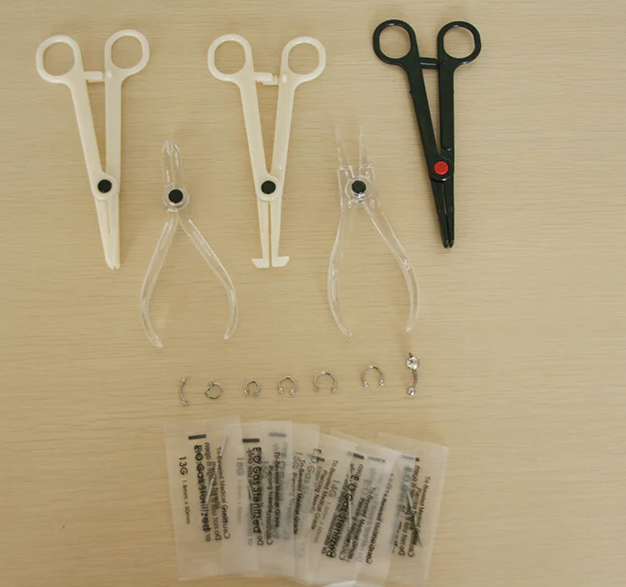 1pcs Disposable Body Piercing Kit Tools Pliers Forceps Needles ...