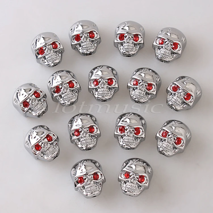 Guitar Skull Knobs 15Pcs Control Electric Guitar Knobs Chrome Black ...