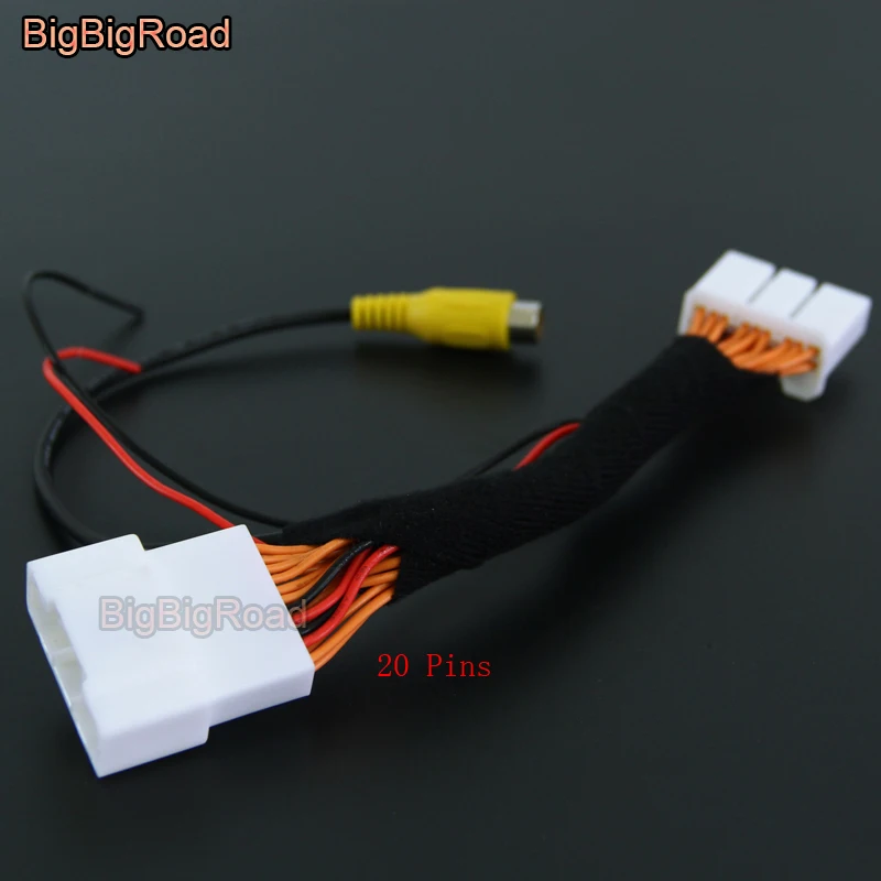 BigBigRoad Car Rear View Camera 20 Pins RCA Adapter Connector Wire ...