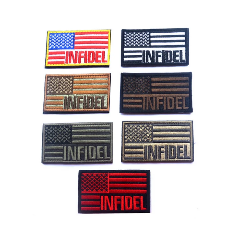 3d Embroidery Patches Hook & Loop Infidel Patches United States Flag ...