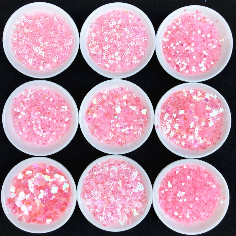 10g/pack Transparent Pink Star Heart Shape Pvc Loose Sequins Paillettes ...