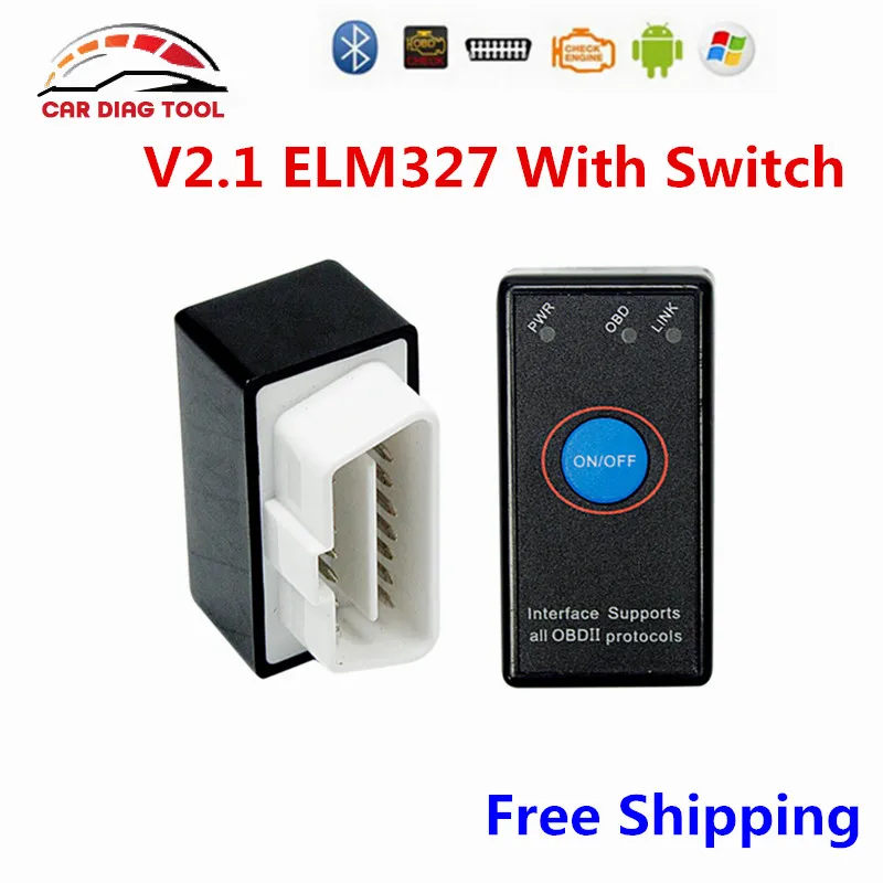 V2.1 MINI ELM327 Bluetooth Power Switch ELM 327 Version 2.1 OBD2 OBDII ...