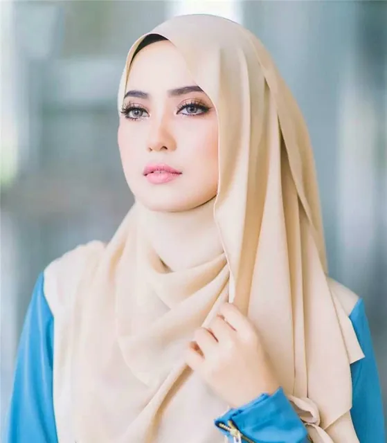 Solid Hijabs For Muslim Women Head Scarf Malaysia Dubai Turkish Ladies Islamic Moslem Multi