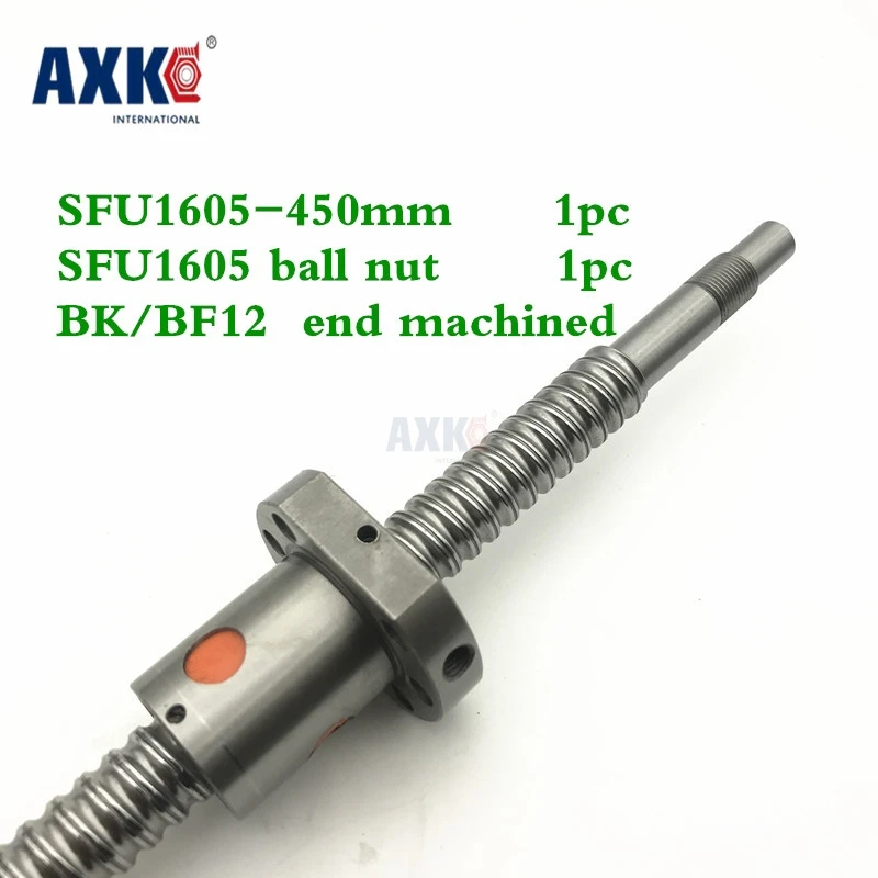 16mm 1605 Ball Screw Rolled C7 ballscrew SFU1605 450mm with one 1605 ...
