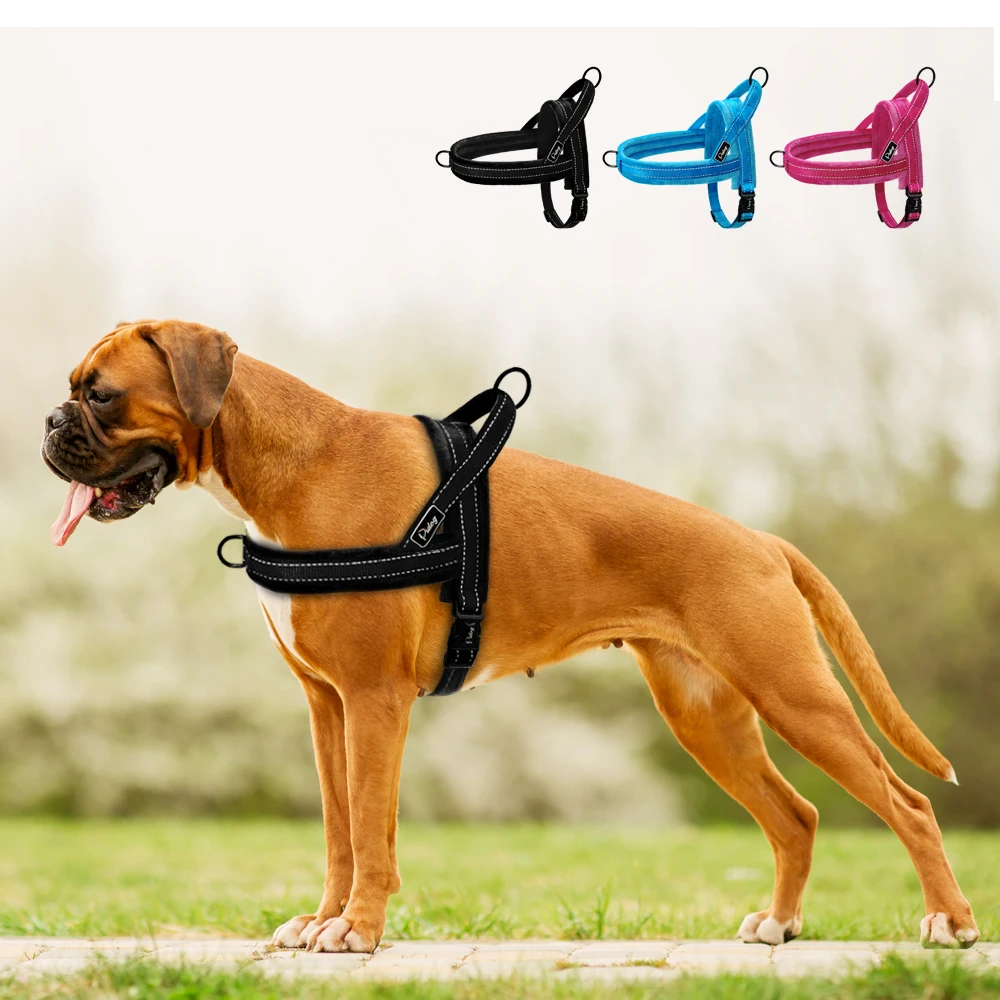No Pull Dog Harness Nylon Large Dog Harness Reflective Pet Vest Padded