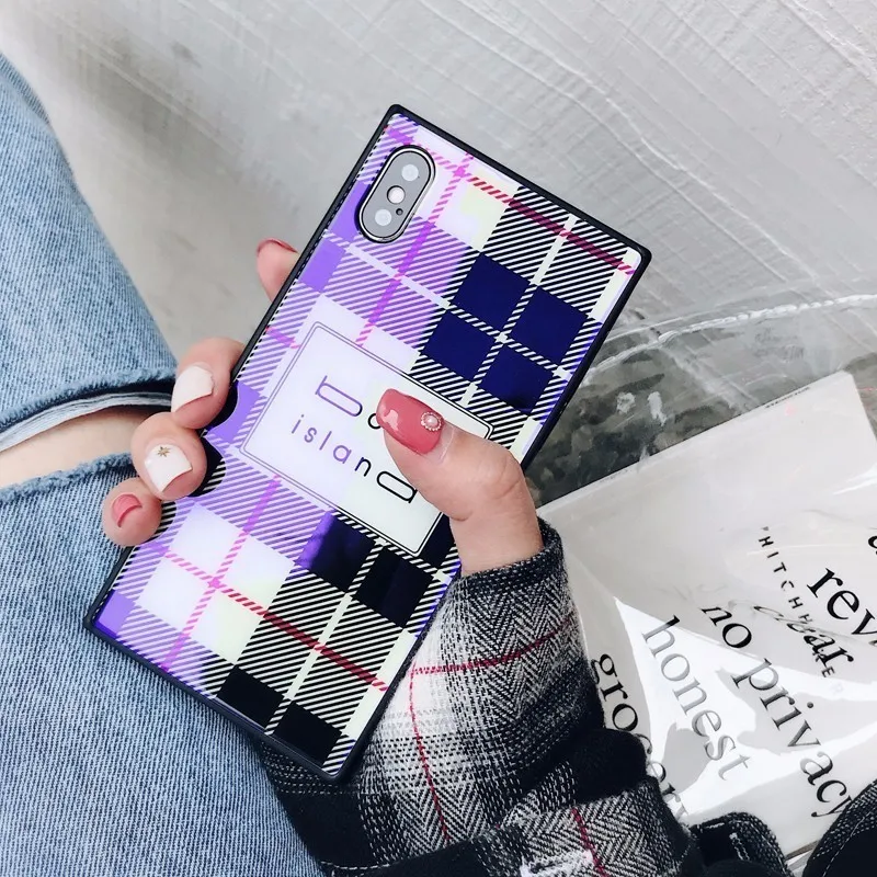 Fashion Grid Pattern Rectangle Shape Mobile Phone Case Cover For iPhone ...