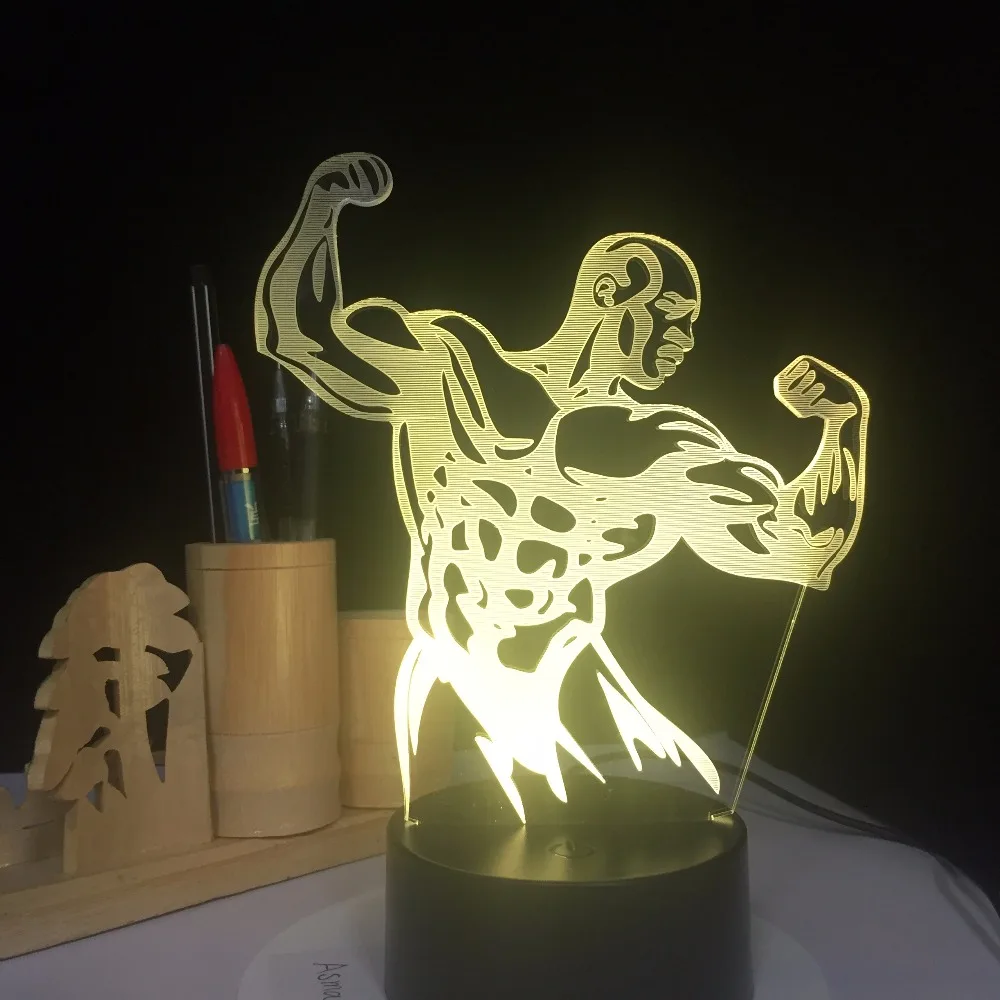 Gym Fitness Man 3d Hologram Lamp 7 Colorful Touch Control Switch Lamp ...