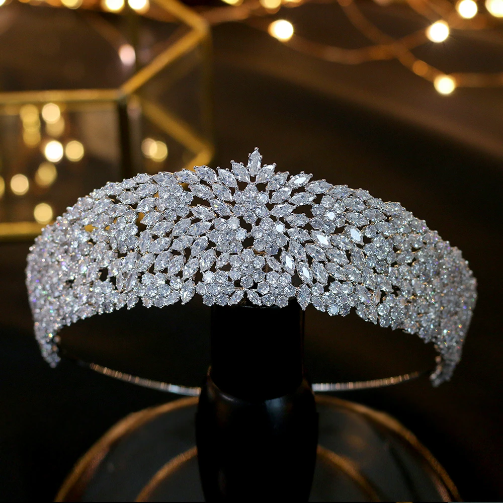 Luxury Queen Tiaras Big Crowns Fashion Water Droplet Zirconia Cube ...