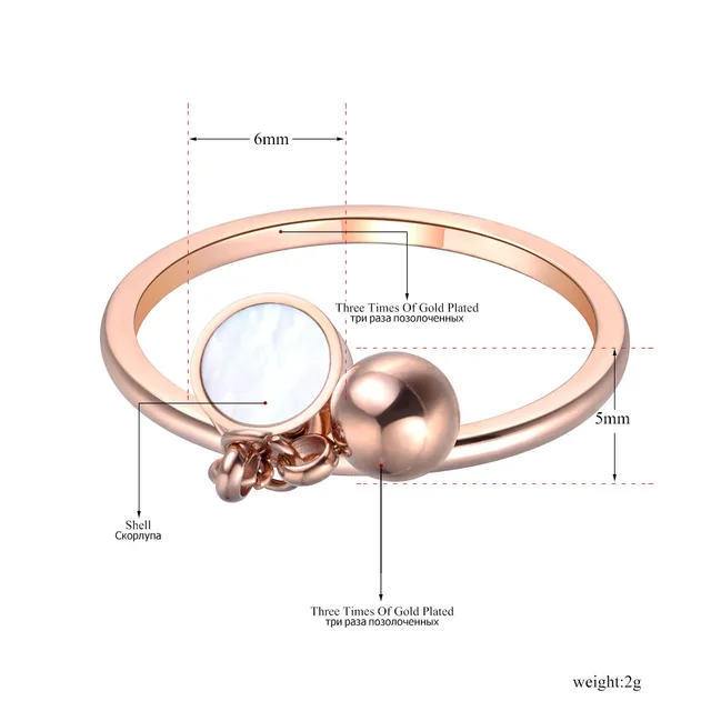 Shell Ball Design Stainless Steel Ring Rose Gold Geometric Ring | Muduh ...