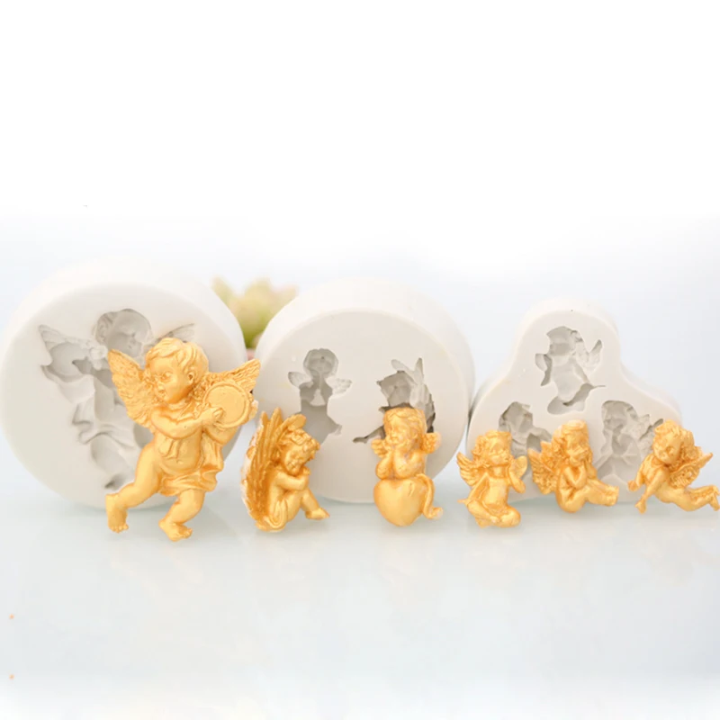 Three Angels Shaped Flower Petals Silicone Cake Decorating Mold Pastry ...