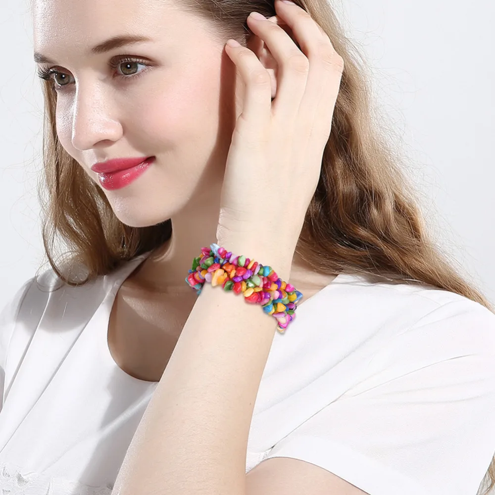 Boho Chakra Bracelet Women Bohemian Multilayer Colorful Crystal Stone ...