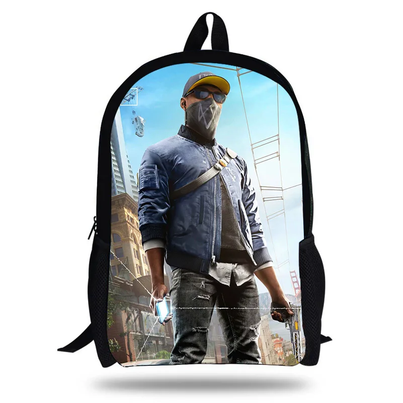 KOLLEGG Watch Dogs 2 Print Backpacks for young men wowen Teenage Large ...