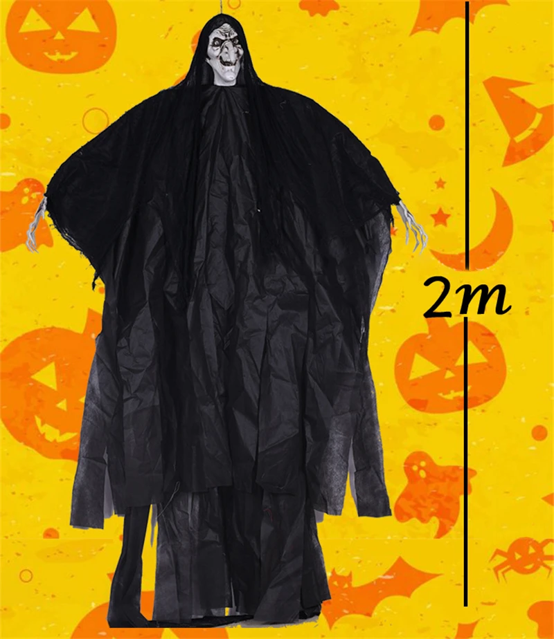 2 Meters Tall Giant Spooky Standing Ghost with Light up Eyes for Horror ...