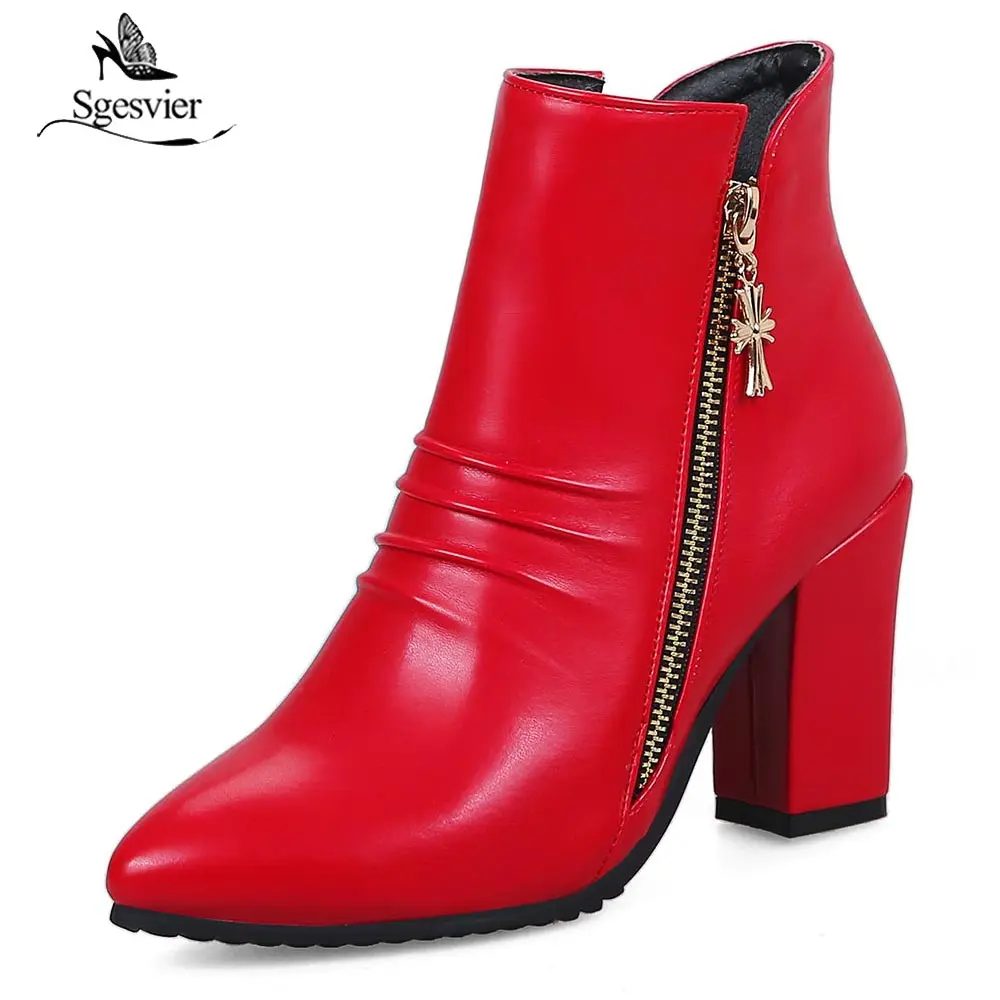 Sgesvier 2018 New winter ankle boots for women thick heel fashion ...