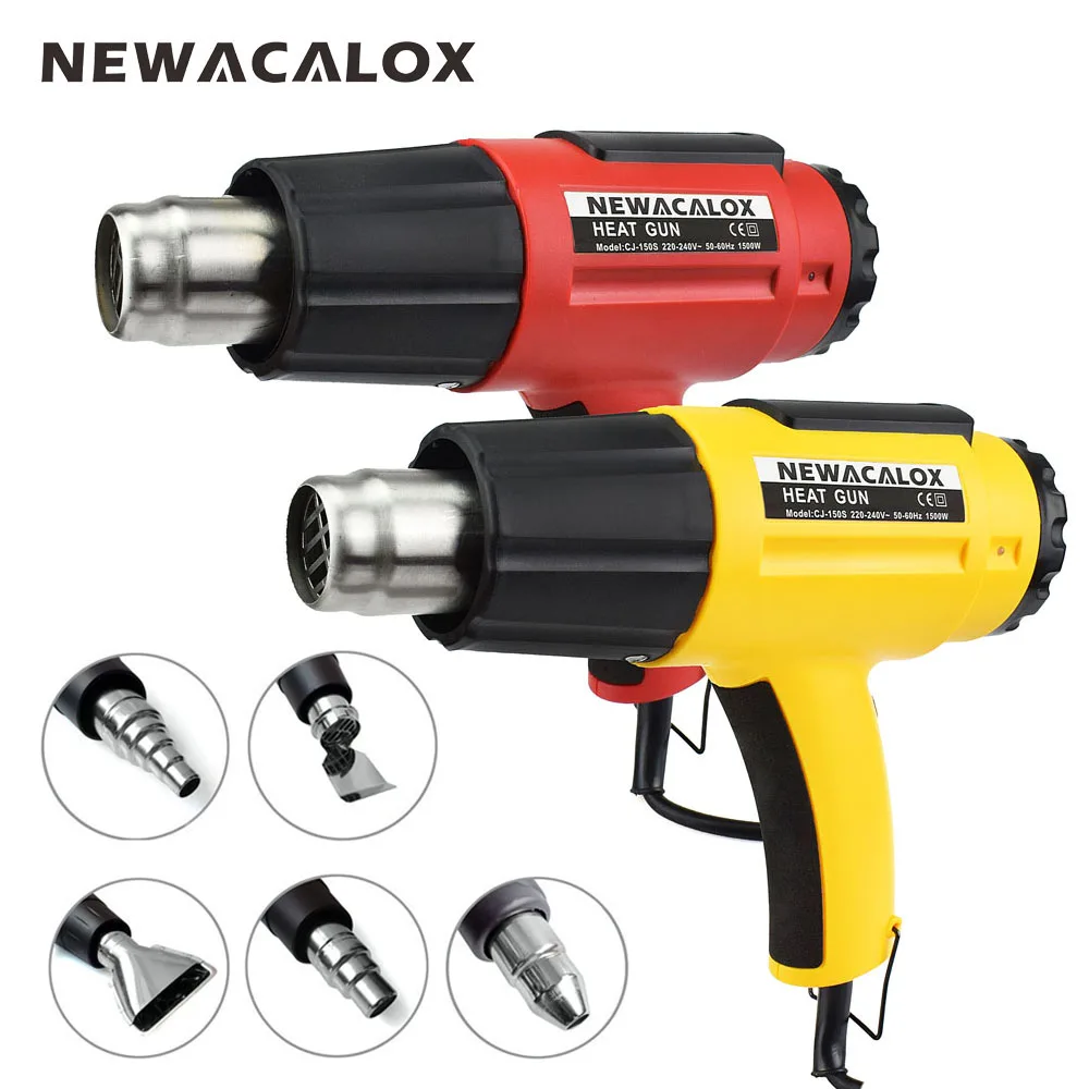 NEWACALOX 1500W 220V EU Plug Adjustable Heat Gun With 5 Pieces Nozzles ...
