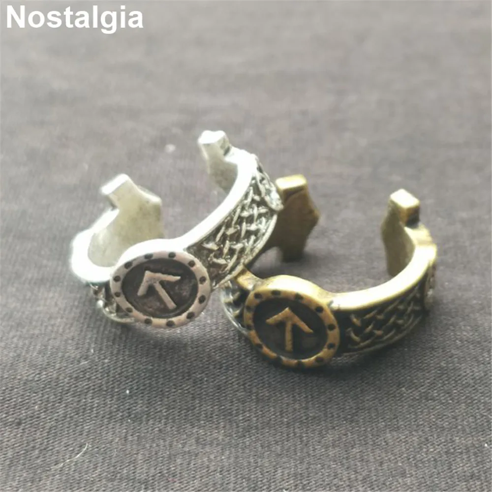 Nostalgia Viking Runes TIWAZ Sowilo Finger Open Ring Gothic Adjustable ...