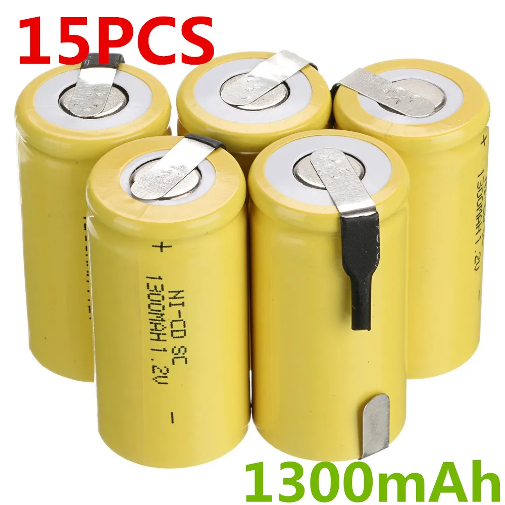 15PCS x Sub C SC 1.2V 1300mAh Ni Cd NiCd Rechargeable Battery 4.25*2.2CM-in Rechargeable ...