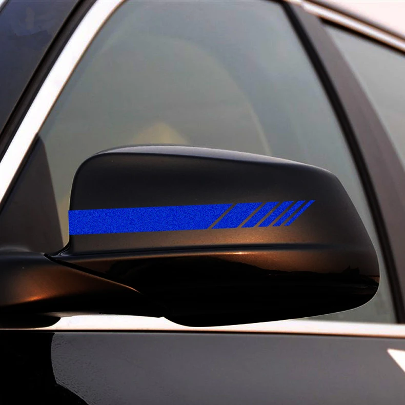 Car Decals Racing Stripes Blue Reflective Vinyl Wing Mirror Motorcycle ...