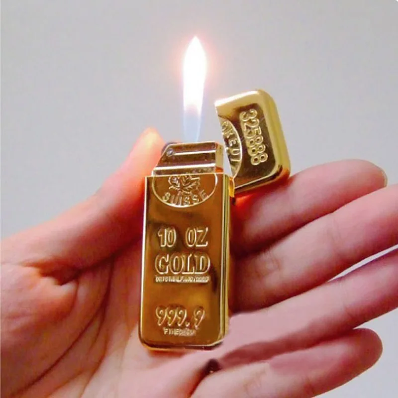 Creative Gold Bar Cigarette Lighters Grinding Wheel Ultra Thin Men ...