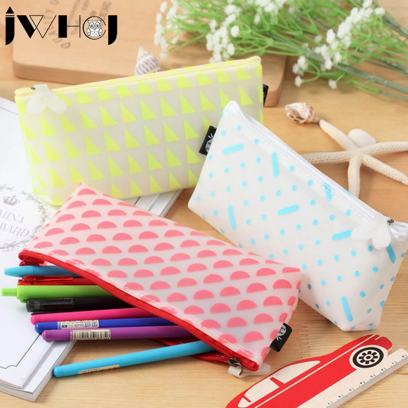 Creative geometry waterproof Zipper Pencil Bag rubber Pencil Case ...