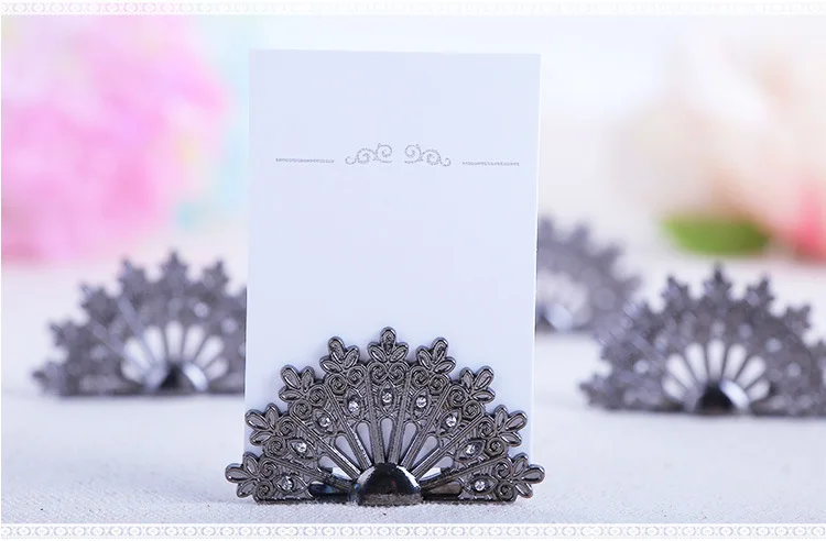 Free Shipping 100pcs Antiqued Fan Place Card Holder Wedding Favors ...