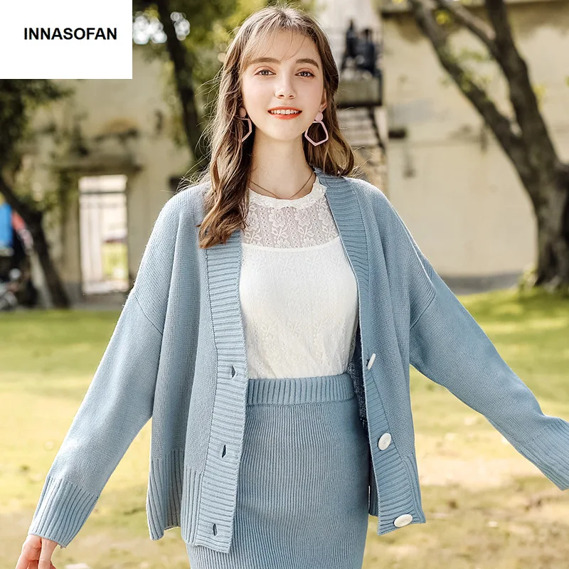INNASOFAN sweater women Autumn winter knitted cardigan Euro American ...