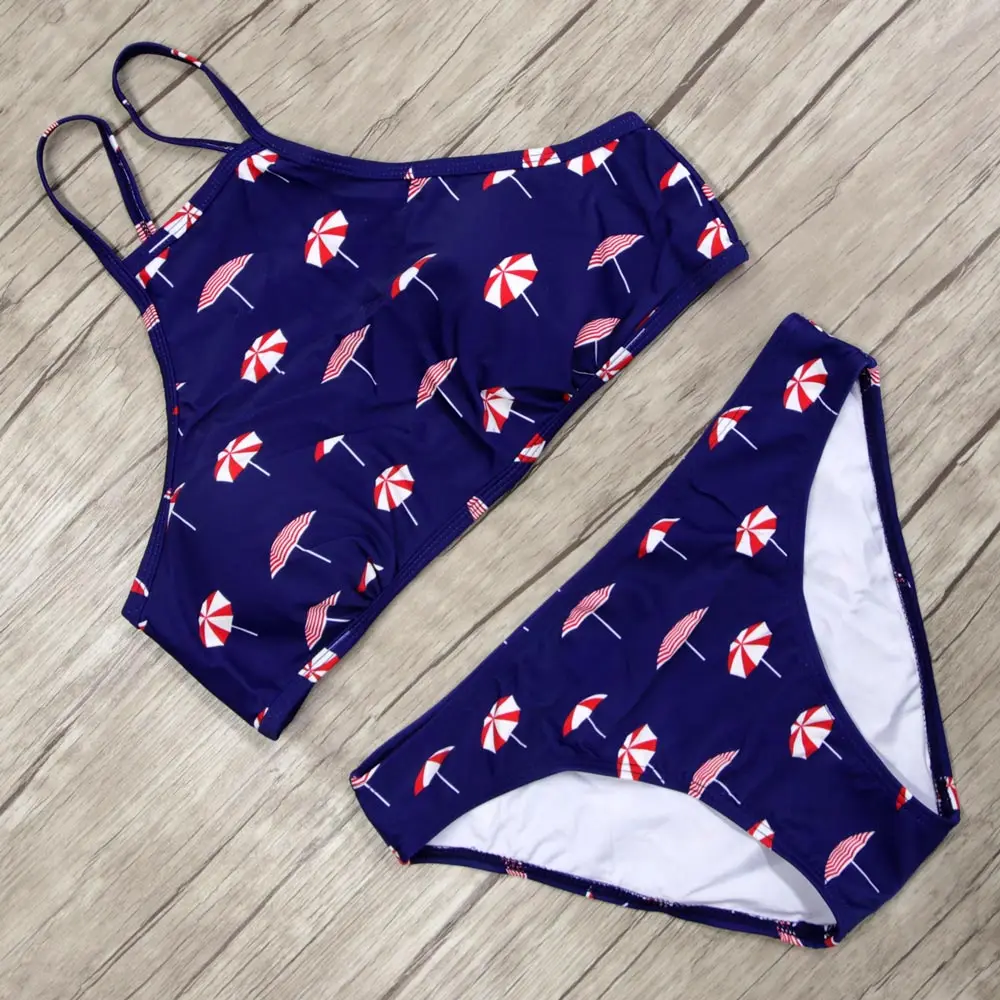 Buy Sexy High Neck Swimwear 2018 New Umbrella Print