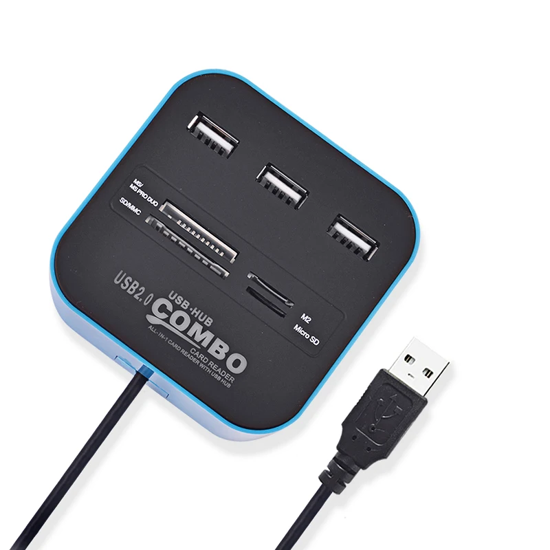High Speed Usb Hub 2 0 3 Ports With Card Reader Mini Hub Usb Combo All