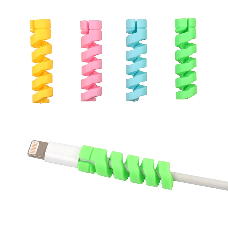 Universal silicone Spiral usb cable protector cable winder for iphone ...