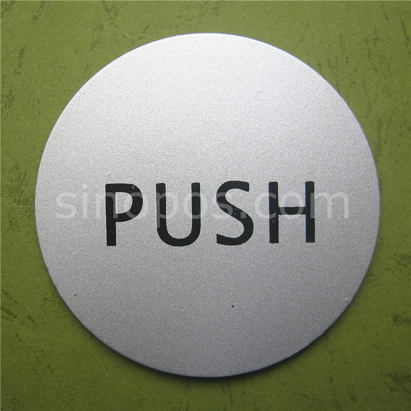 Aluminum Push Word Board 83mm, Adhesive Round Sign Wall Door Sticker ...