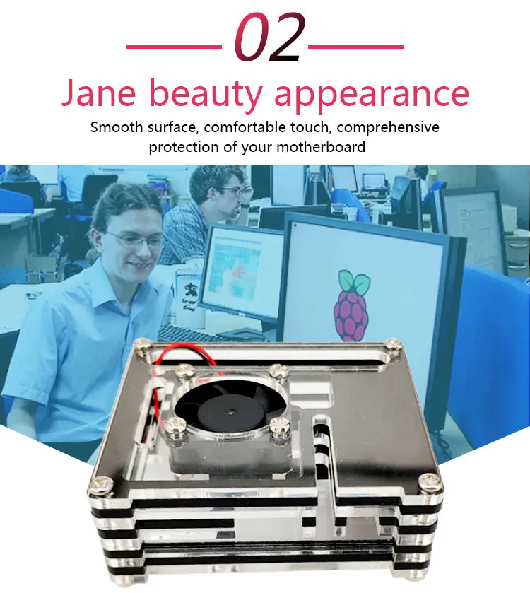 Raspberry Pi 3 Модель A+ акриловый чехол с вентилятором Pi 3A+ оболочка ...