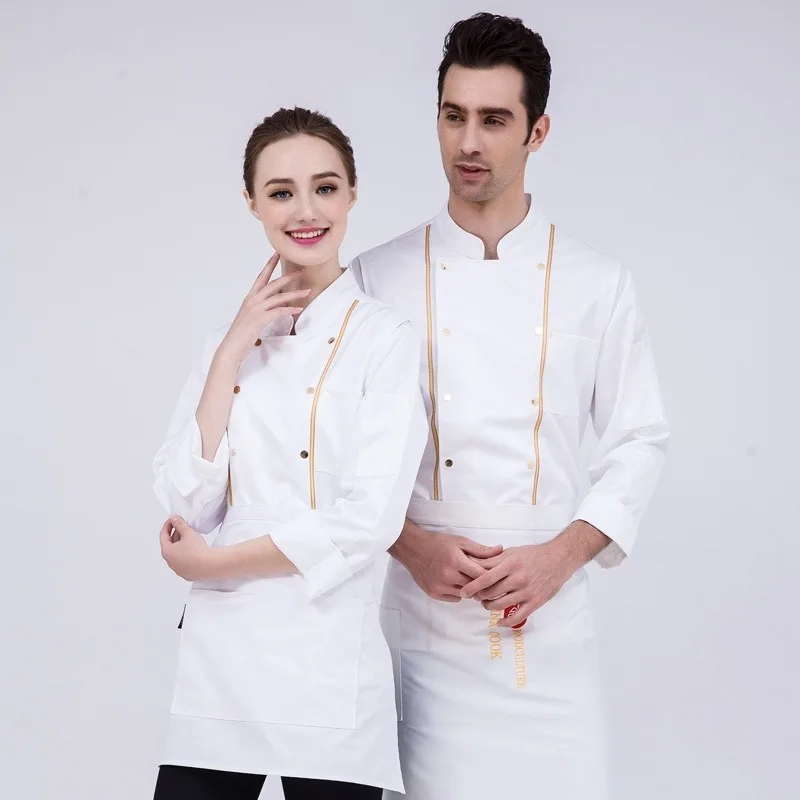 Chef's Overalls Long Sleeve Chef Jacket Men's Chef Uniform Kitchen Work ...