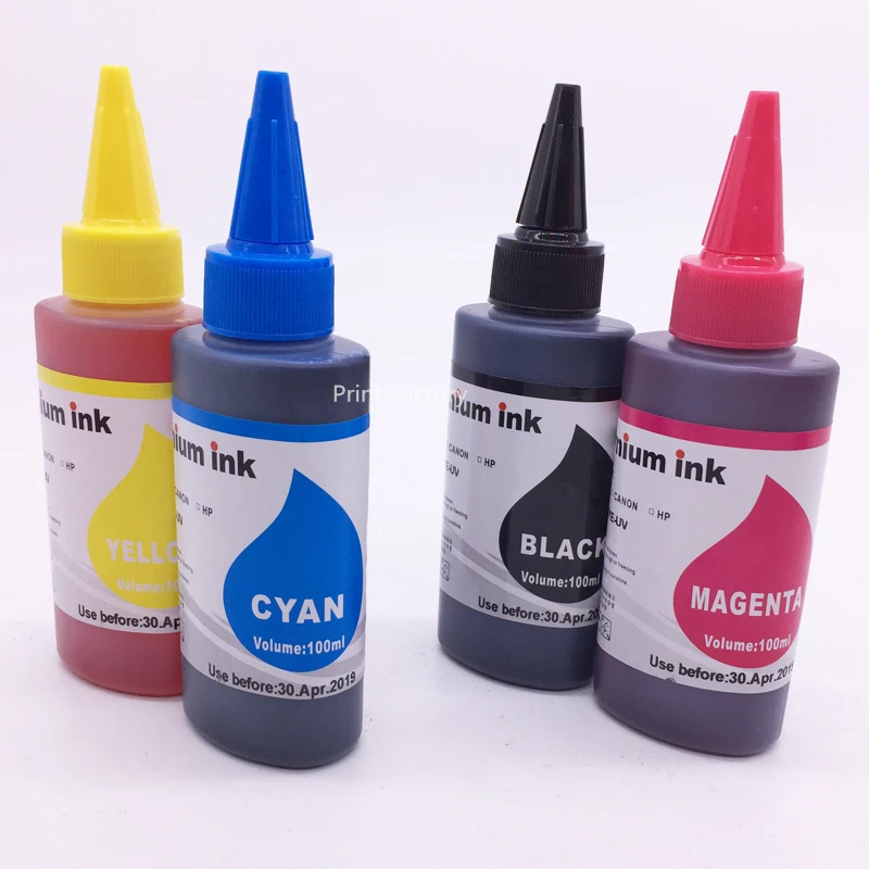 4 Bottles x 100ML Universal Dye Based Ink For HP Desktop Inkjet Printer ...