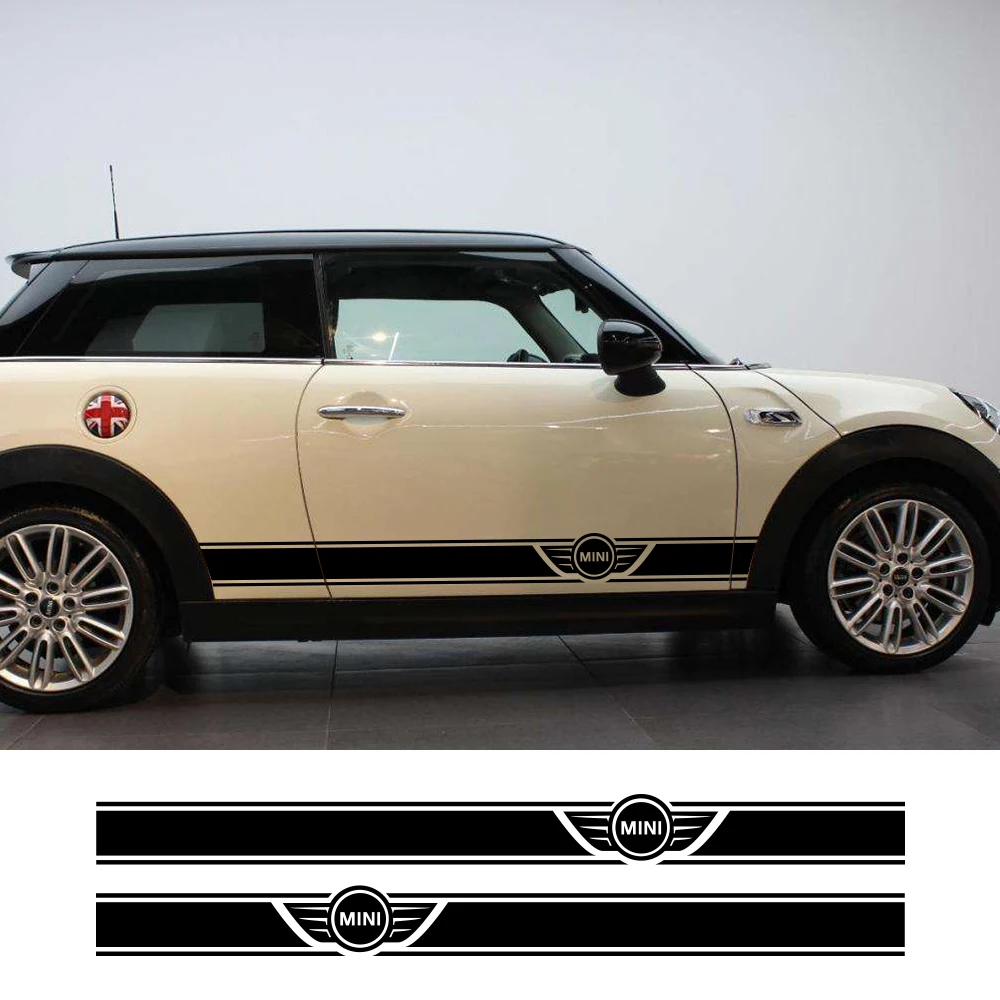 1Pair Car Side Door Body Waist Skirt Decal Sticker Trim For MINI Cooper ...
