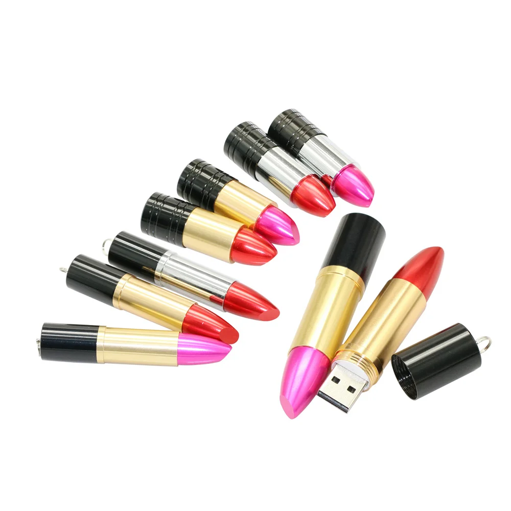 Metal Lipstick USB Flash Drive Woman Gift PenDrive 4GB/8GB/16GB/32GB ...