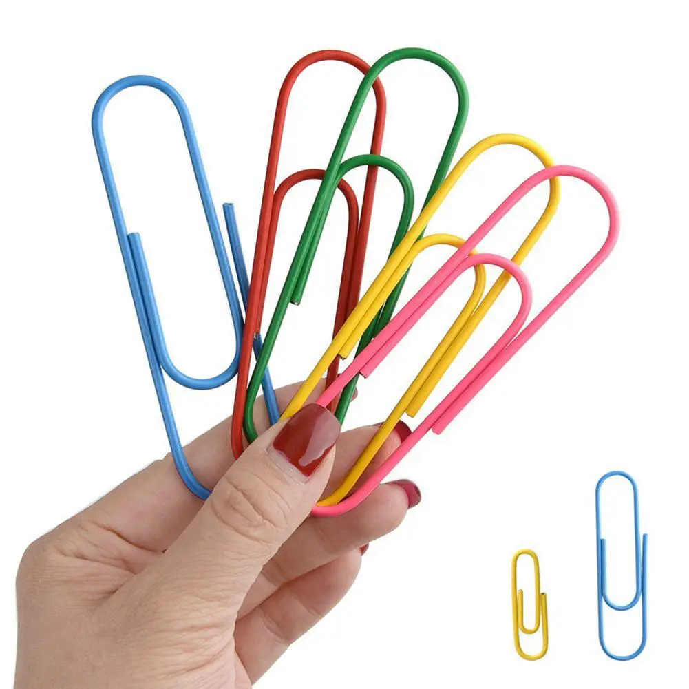 250PCS Coloful Paper Clips And Sizes 28 Mm 50 Mm 100 Mm Office