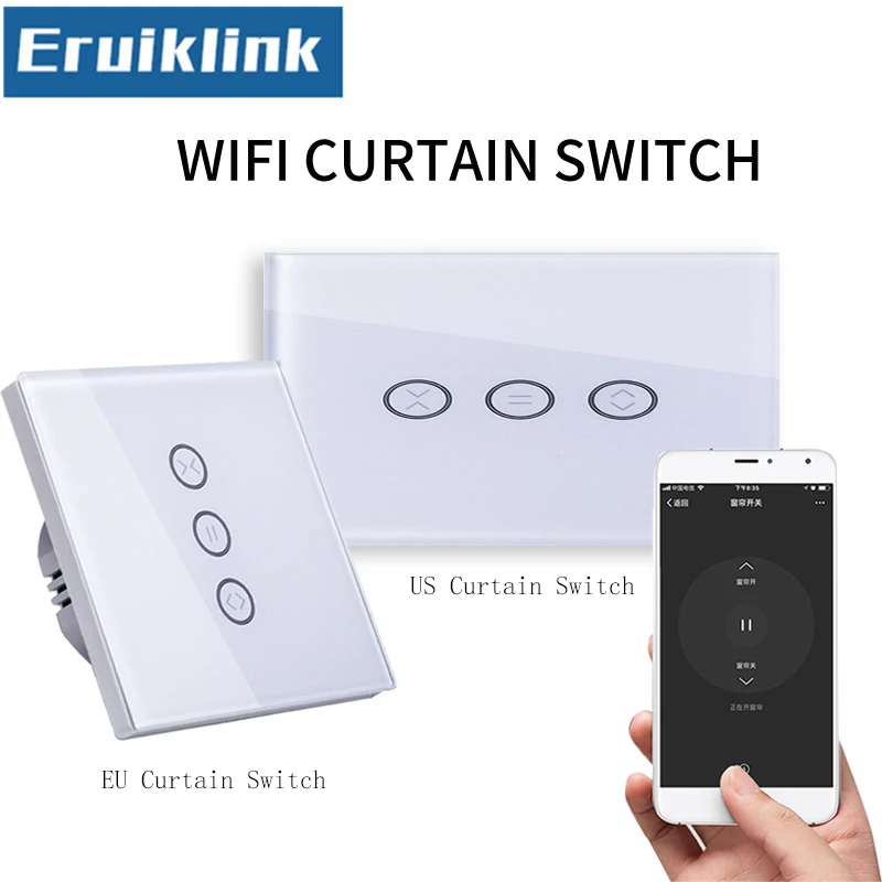EU/UK Standard Wifi Control Touch Curtain Switch Glass Panel APP ...
