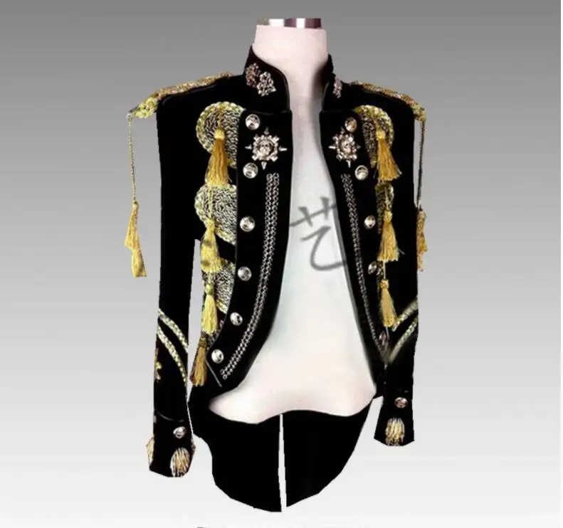 2019 New men's court tuxedo stage costume plus size bar male singer ...