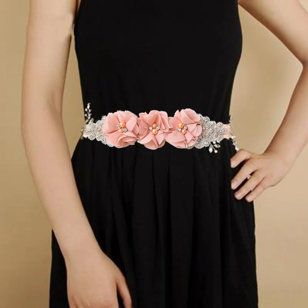 Girls Pink Belt Ribbon Flowers Sashes Dress Is Not Included Flower Girl