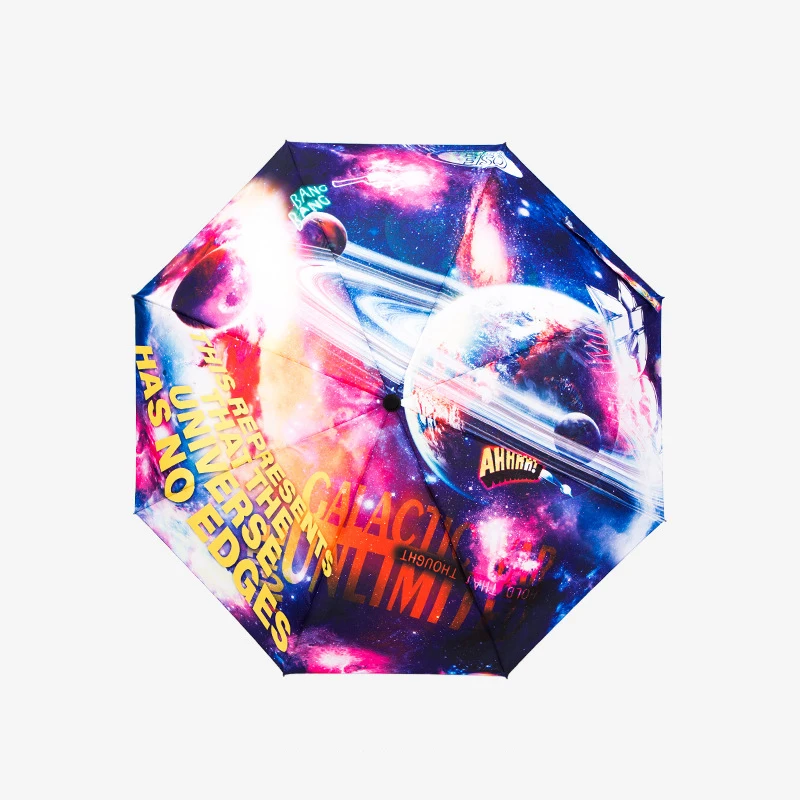 2018 Planet Umbrella Colorful Space Automatic Three Folding Umbrellas ...