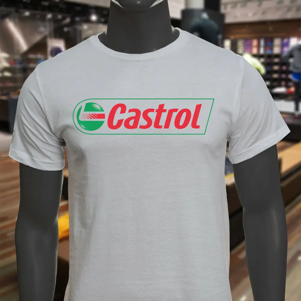 โลโก้เครื่องยนต์ Racing Castrol น้ำมันบุรุษสีขาว T Shirt2019 hot tees ...