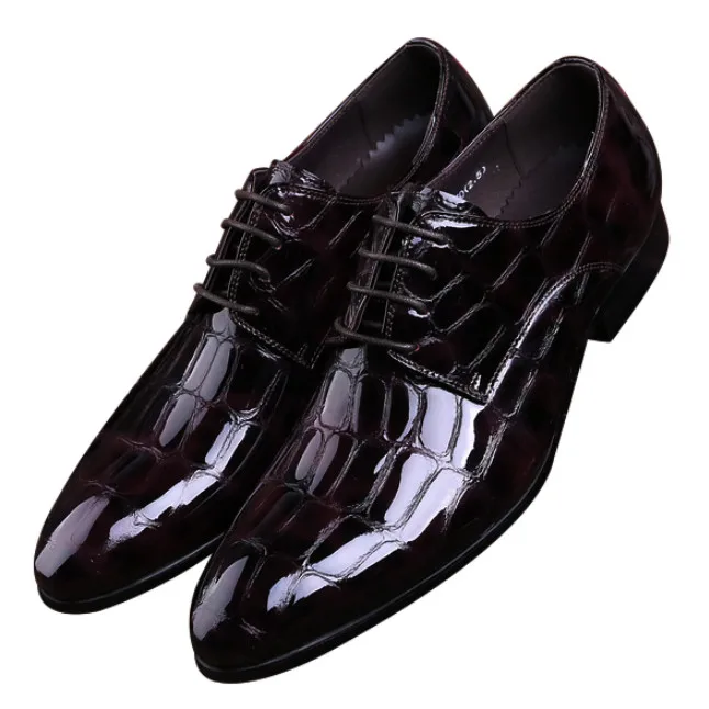Crocodile Grain Black / Wine Red Business Shoes Mens Prom Dress Shoes ...