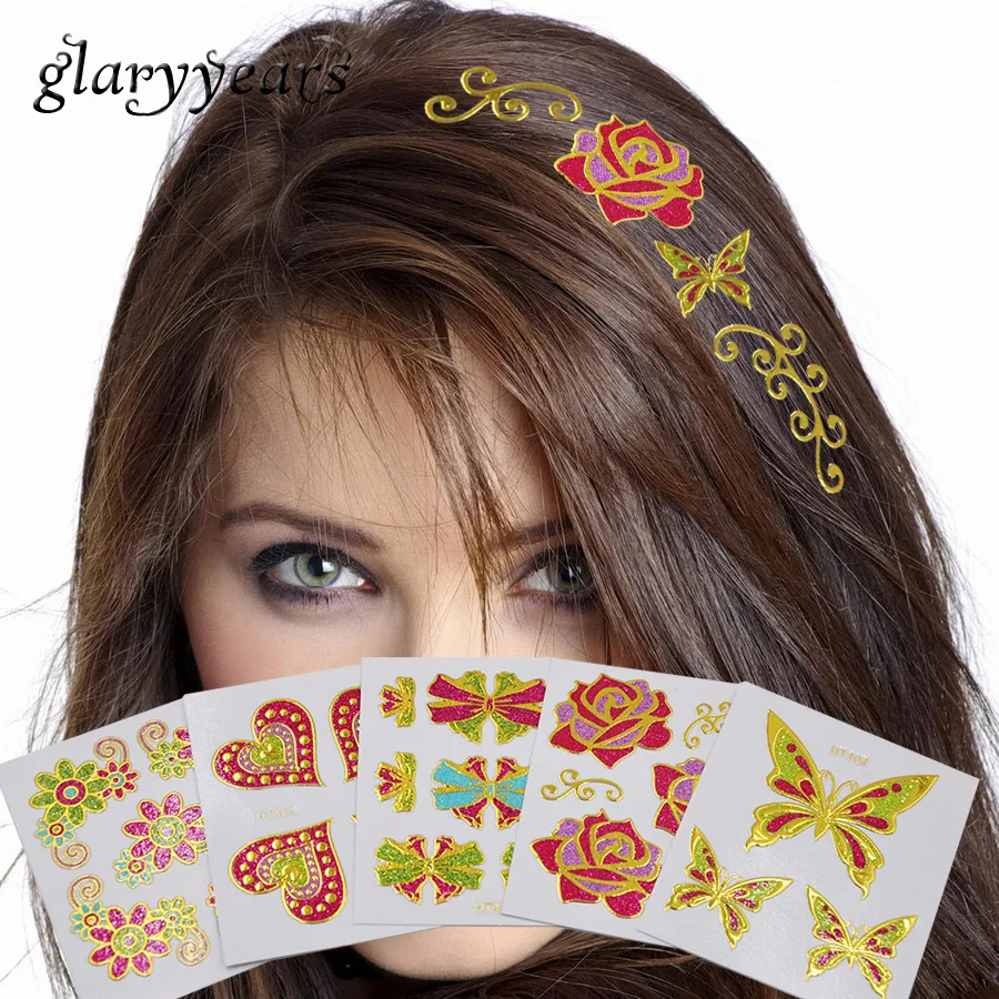 Aliexpress.com : Buy 1 Piece Metallic Flash Hair Sticker Butterfly ...