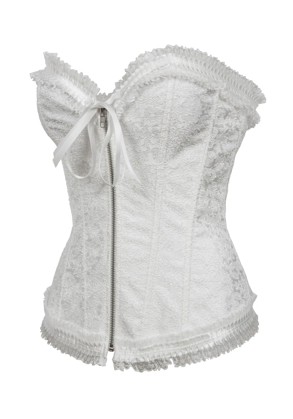 Red/White Sexy Boned Waist Brocade Corsets Bustiers Embroidery Lace Up ...