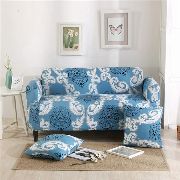 Fashionable Blue+White Stripe Sofa Covers All Inclusive Universal Cover ...