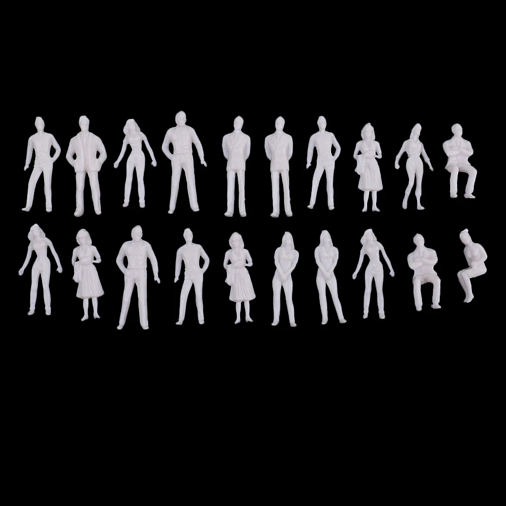 MagiDeal-Simulation-20Pcs-1-50-Scale-Plastic-Unpainted-Model-People ...