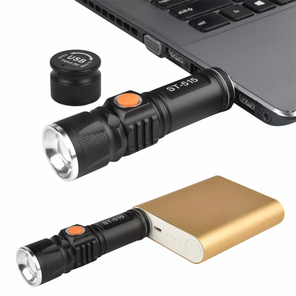Mini USB Flashlight XML T6 rechargeable 18650 Led Torch Lamp carry ...
