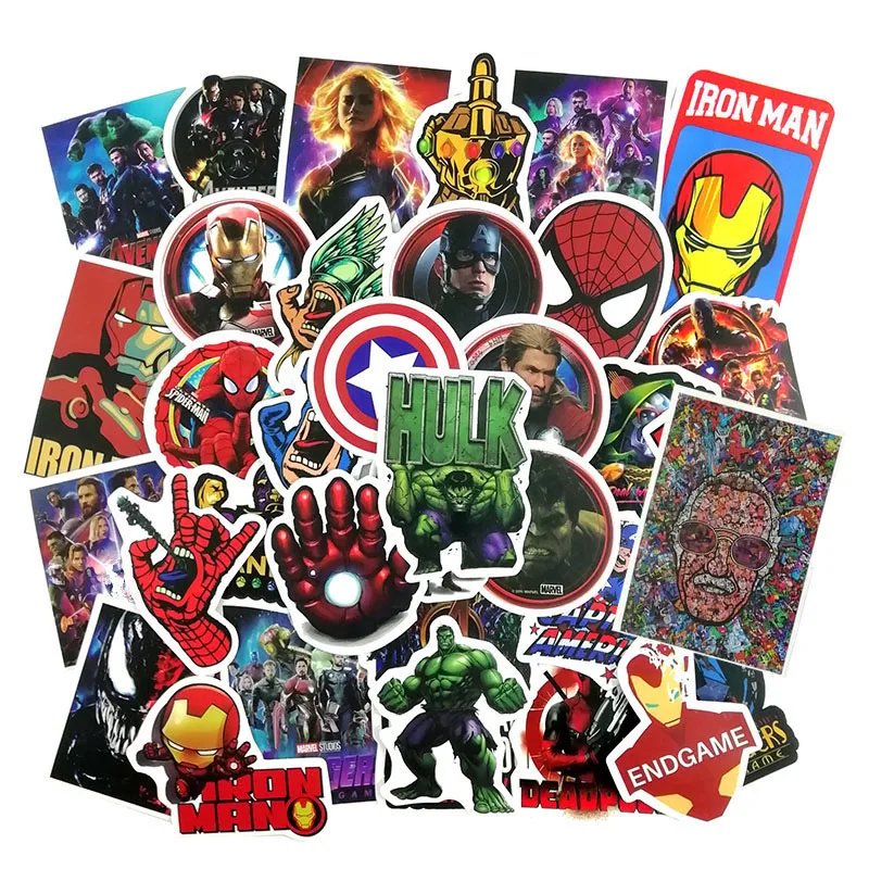 50 PCS Neon Super Hero Avengers Stickers For Luggage Laptop Decal ...